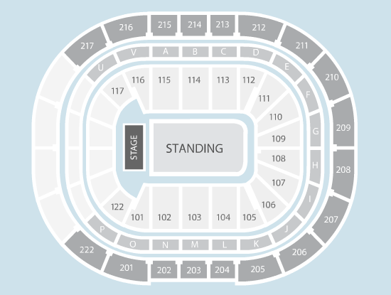 Standing Seating Plan - Manchester Arena