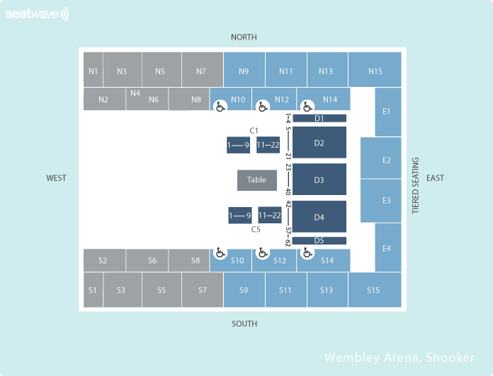 Snooker Seating Plan - SSE Arena Wembley